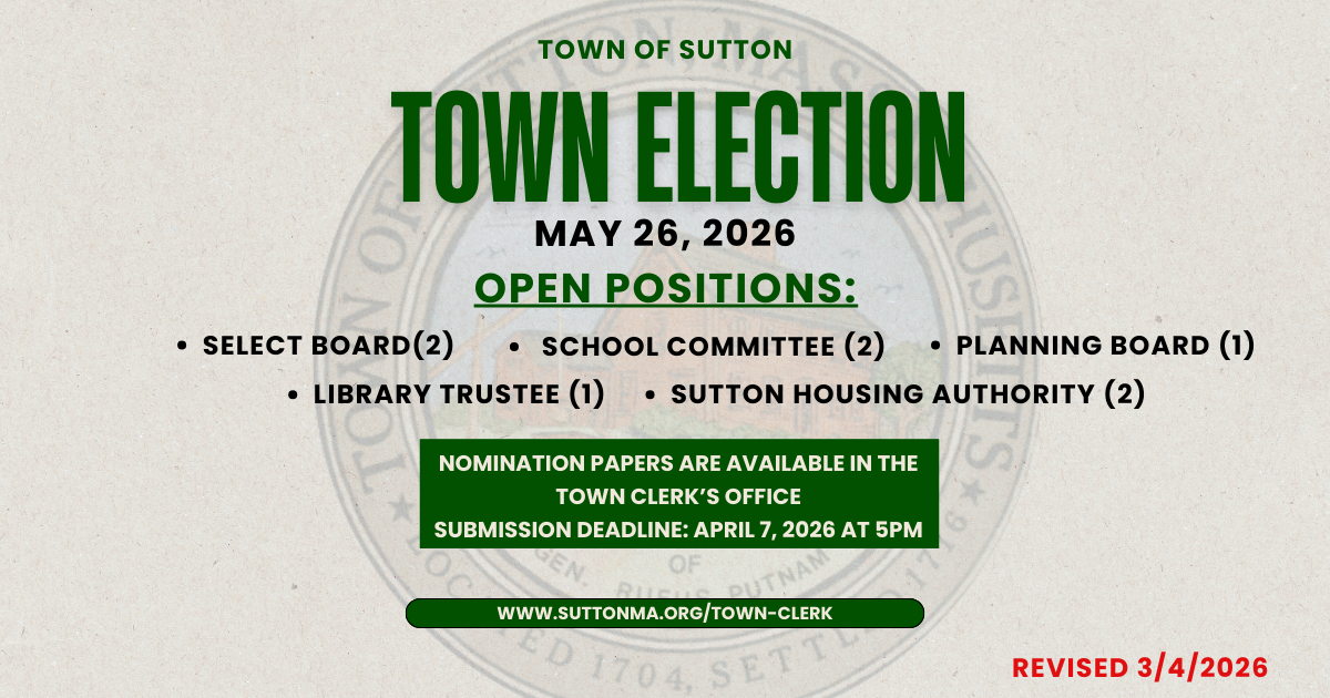 Town Election Open Positions | Sutton MA